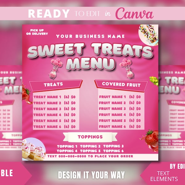 Dessert Menu Template - Etsy