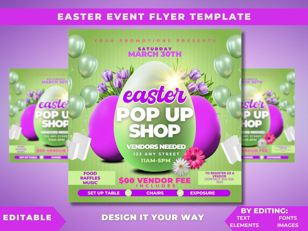 Editable Flyer Template, Easter Pop up Shop, Pop up Shop, Spring Pop up ...