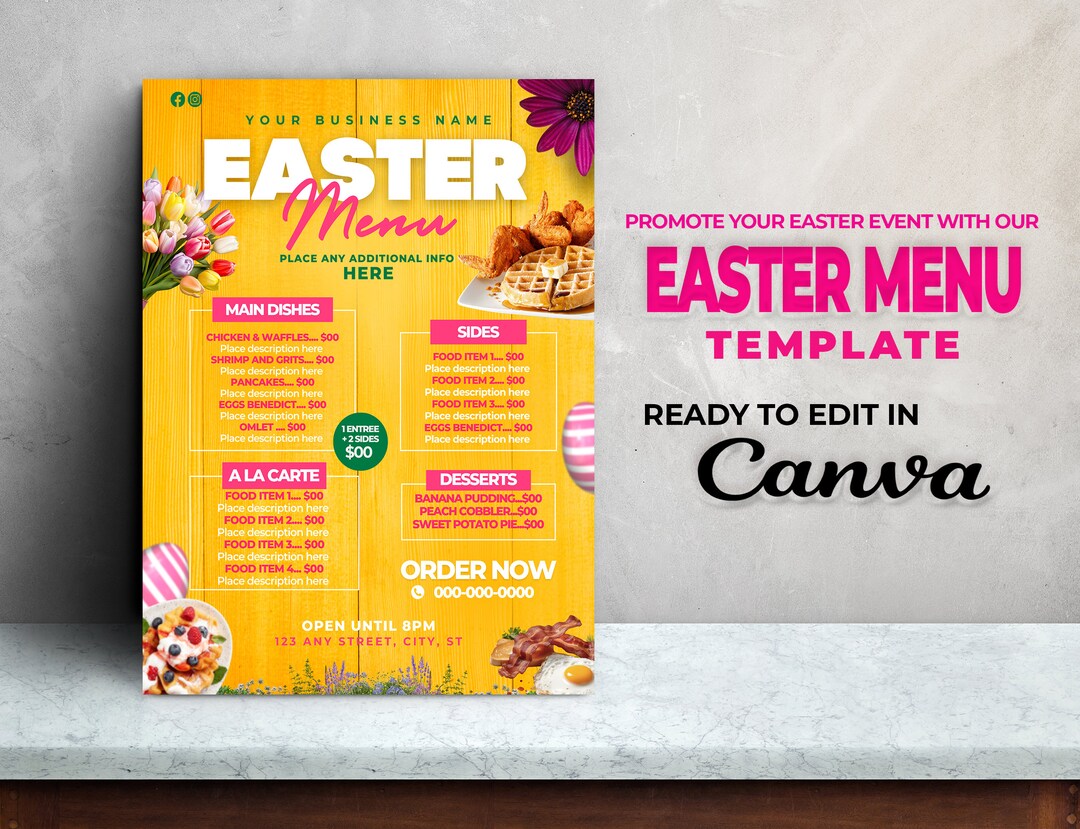 Editable Flyer Template, Spring Brunch Menu, Food Flyer, Dinner Sale ...