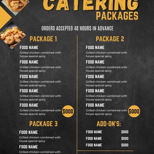 Editable Menu Template, Catering Packages Menu, Restaurant Menu ...