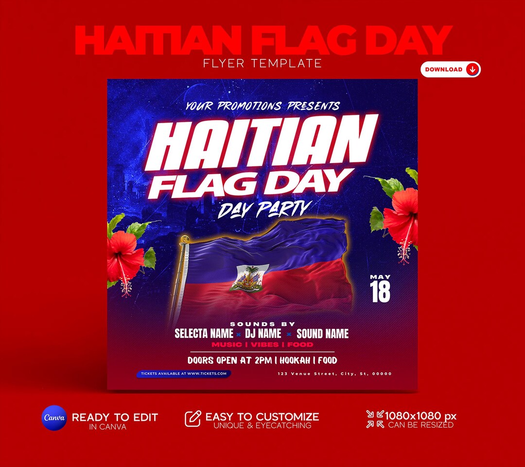 Editable Flyer Template, Haitian Heritage Month, Haitian Flag Day ...