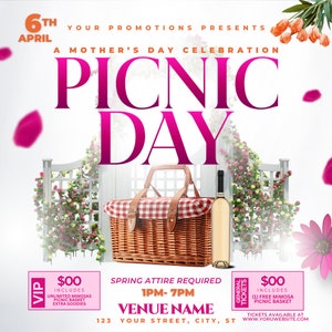 Editable Flyer Template, A Day in the Park, Spring Event, Luxury Picnic ...