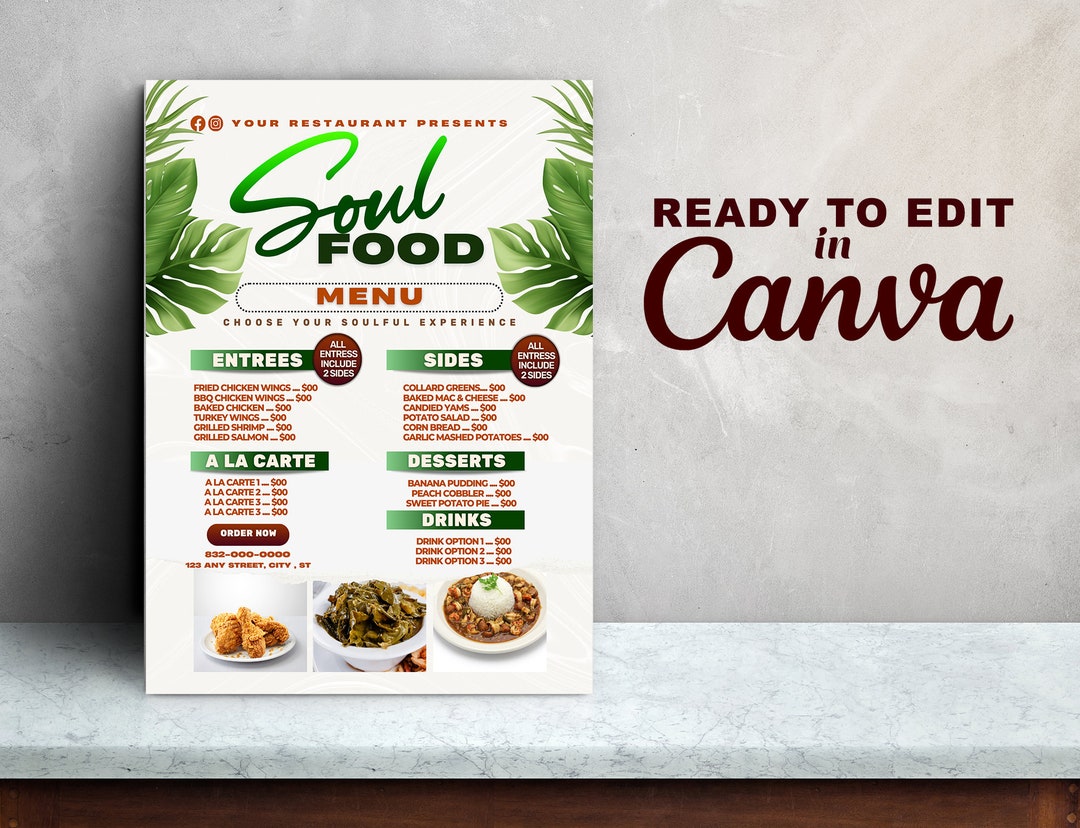 Editable Flyer Template, Soul Food Sunday, Soul Food Flyer, Food Flyer ...