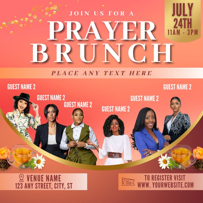 Editable Flyer Template, Prayer Brunch Flyer, Women's Empowerment ...