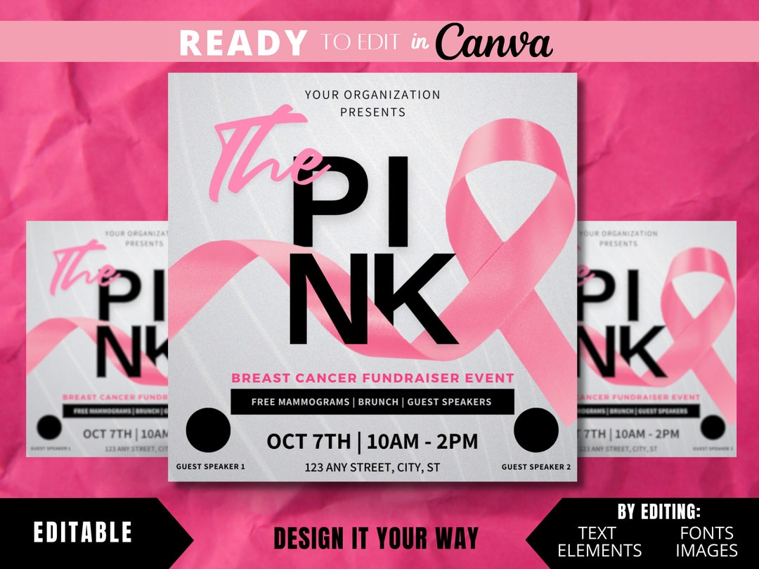 Editable Flyer Template, Breast Cancer Awareness, Breast Cancer Event ...