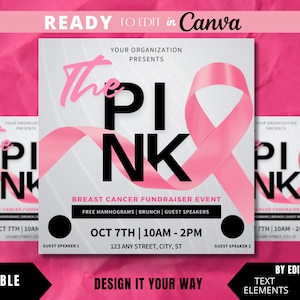 Editable Flyer Template, Breast Cancer Awareness, Breast Cancer Event ...