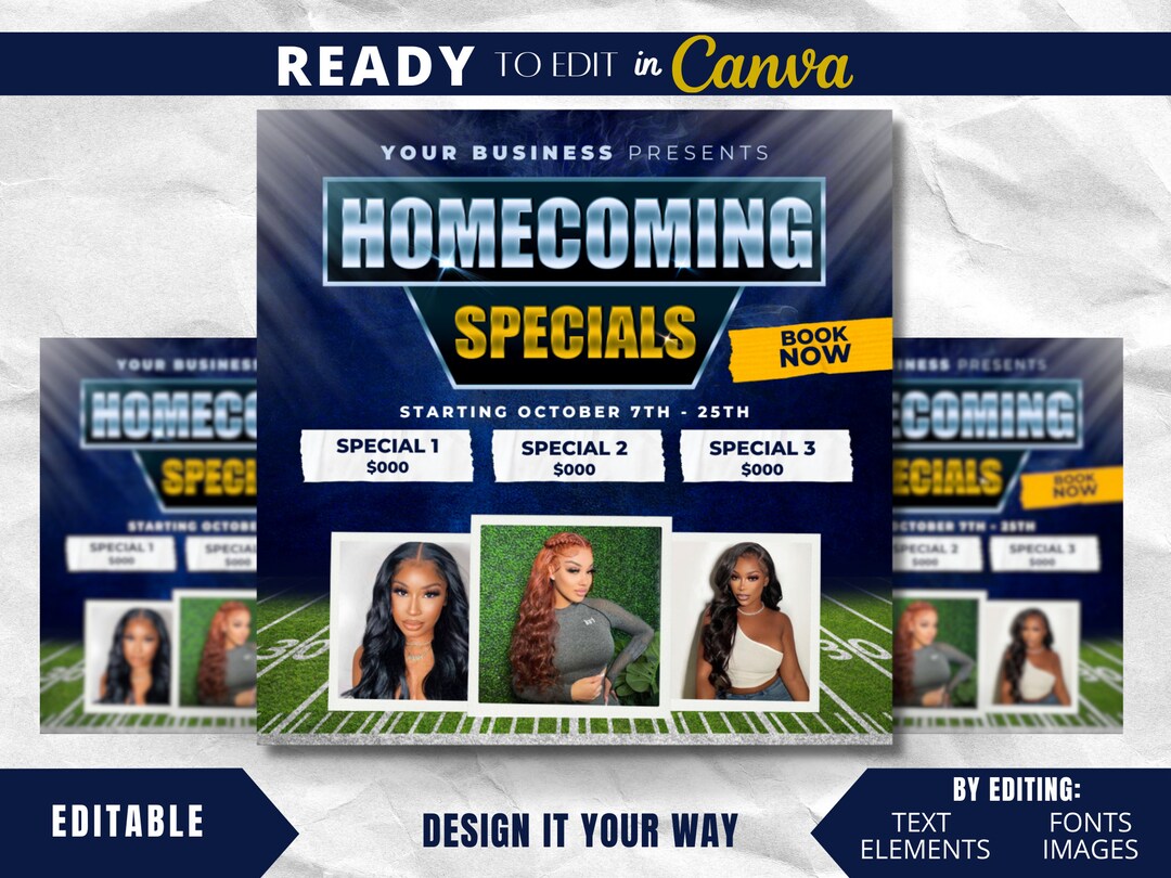 Editable Flyer Template, Homecoming Specials Flyer, Homecoming Hair ...