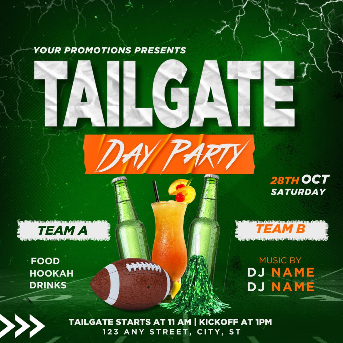 Editable Flyer Template, Tail Gate, Thursday Night, Monday Night ...