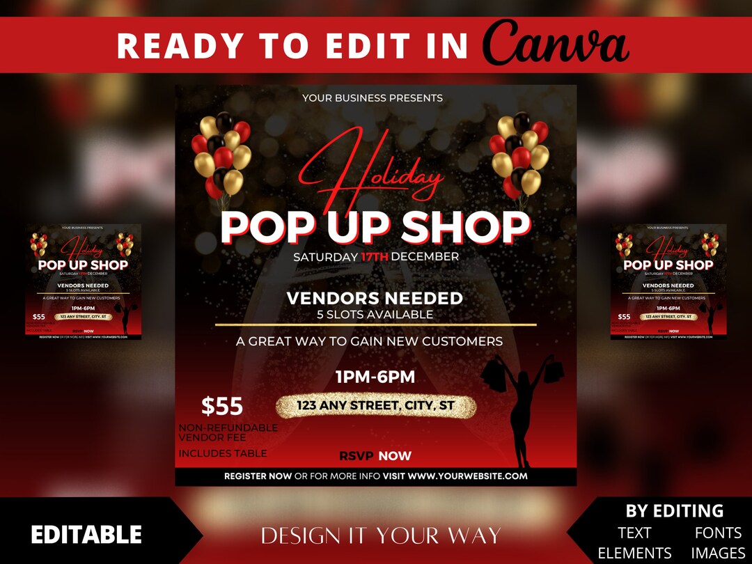 Editable Pop up Shop Flyer Template, Holiday Pop up Shop Flyer ...
