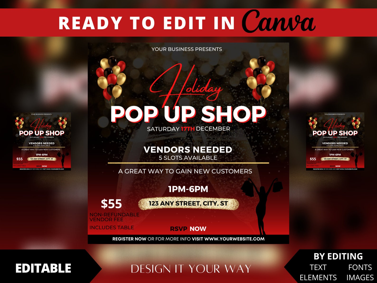 Editable Pop up Shop Flyer Template, Holiday Pop up Shop Flyer ...
