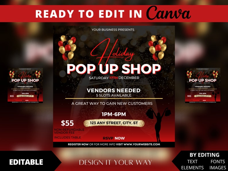 Editable Pop up Shop Flyer Template, Holiday Pop up Shop Flyer ...