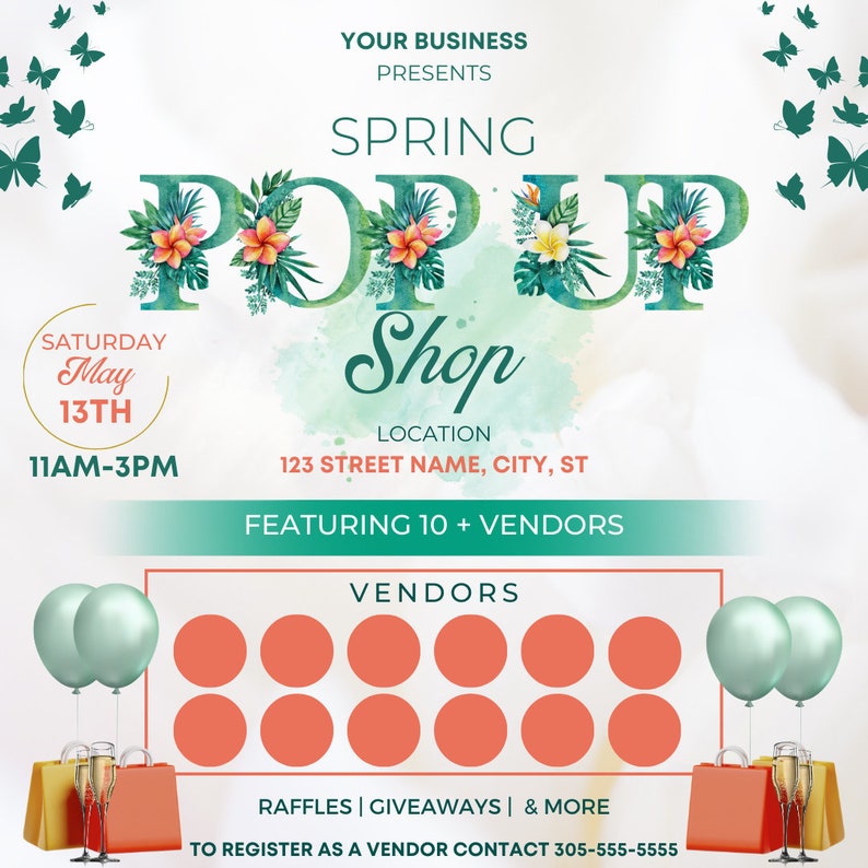 Editable Flyer Template Pop up Shop Flyer Template Spring - Etsy