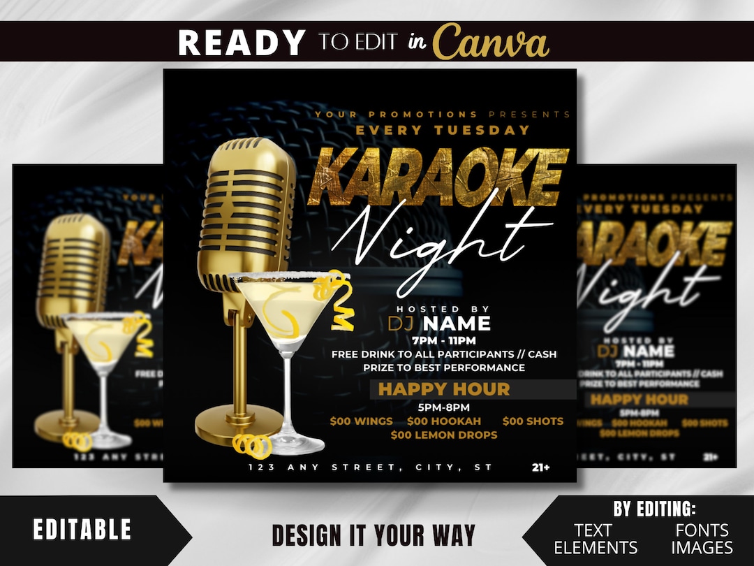 Editable Flyer Template, Animated, Karaoke Night, Motion Flyer, Club, R ...