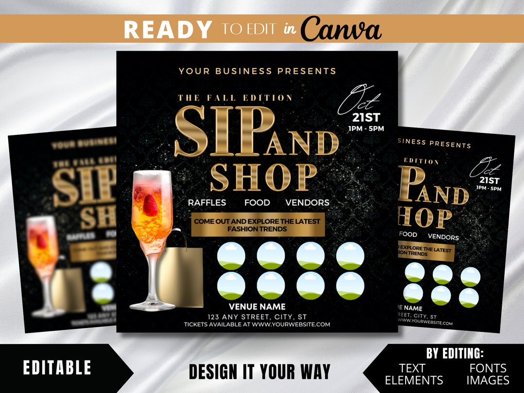 Editable Flyer Template, Fall Shopping Event, Fall Sip and Shop ...