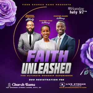 Editable Flyer Template, Faith Unleashed Church Flyer, Church ...