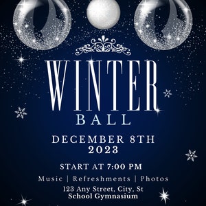 Editable Flyer Template, Winter Ball, Winter Formal, Winter School ...