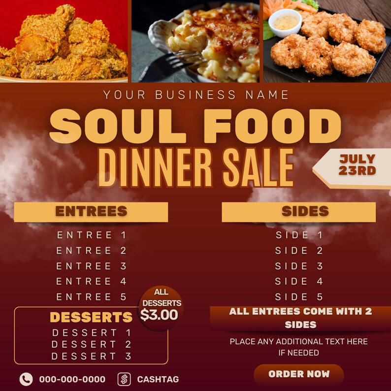 Editable Flyer Template Soul Food Sunday Soul Food Flyer - Etsy