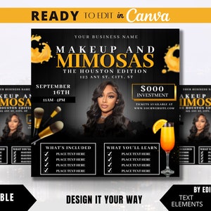Editable Flyer Template, Makeup and Mimosas, Makeup Business Flyer ...