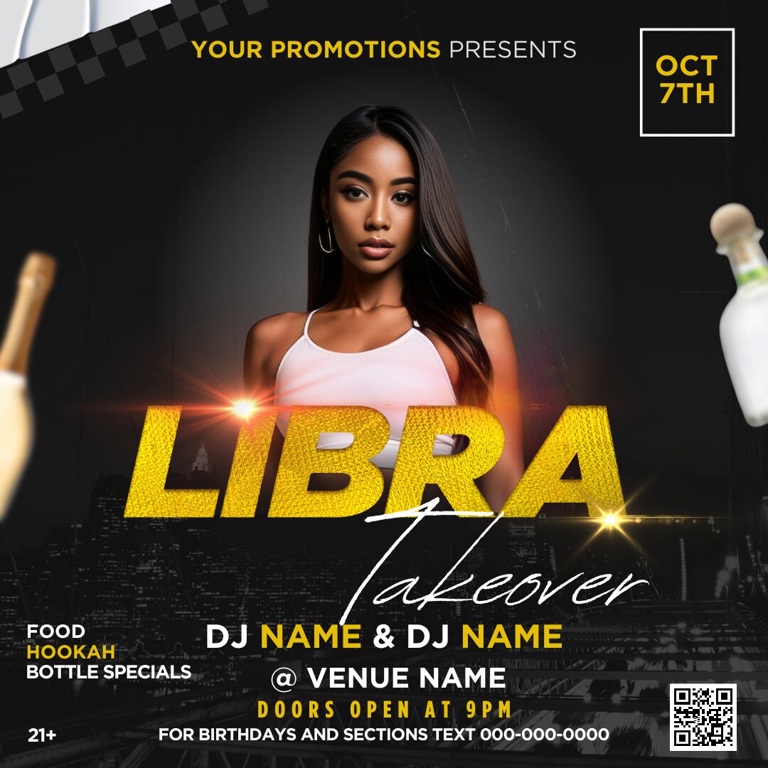 Editable Flyer Template Libra Takeover Party Flyer Club - Etsy