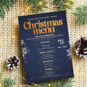 Editable Menu Template, Christmas Dinner Menu, Prix-fixe Dinner Menu ...