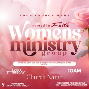 Rooted in Faith Women's Ministry Flyer Template: Editable Church Event ...