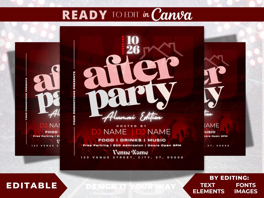 Editable Flyer Template, Classic Weekend, Homecoming After Party ...