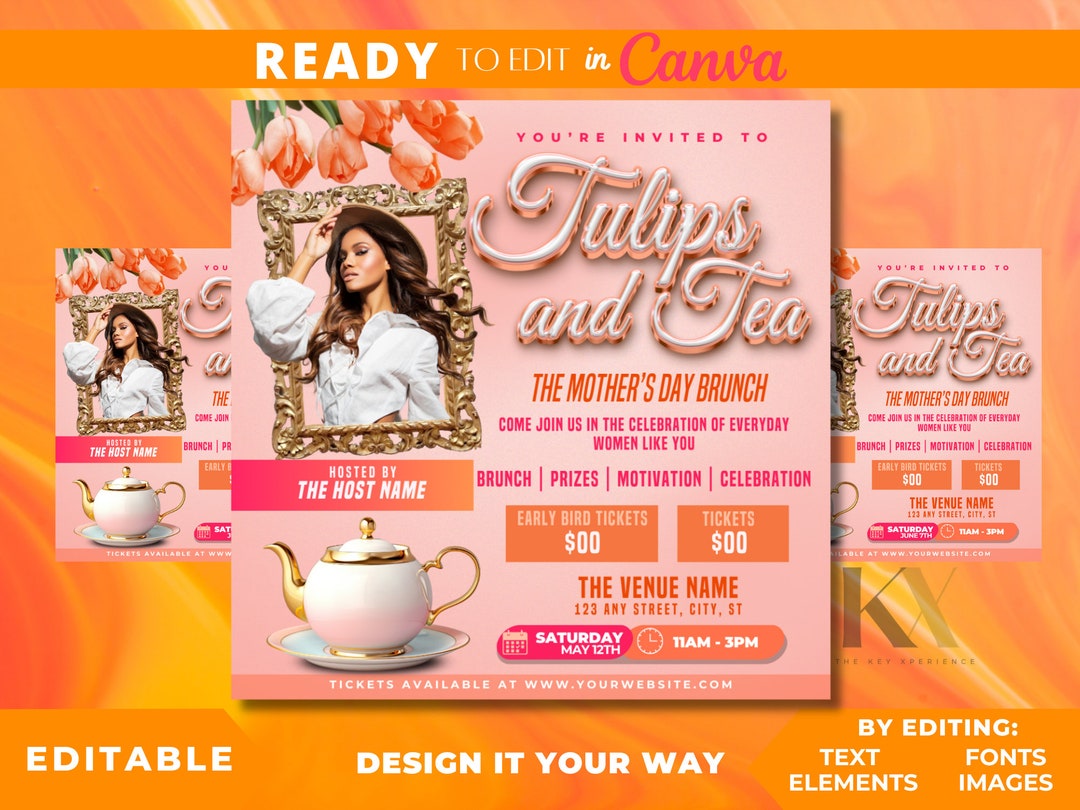 Editable Flyer Template, Mother's Day Brunch and Tea, Women's ...