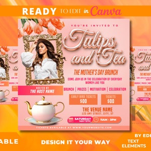Editable Flyer Template, Mother's Day Brunch and Tea, Women's ...
