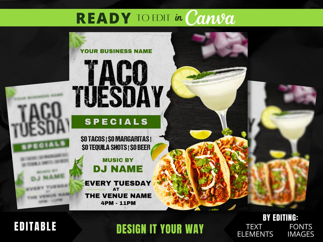 Editable Flyer Template, Taco Flyer, Food Flyer Template, Taco Food ...