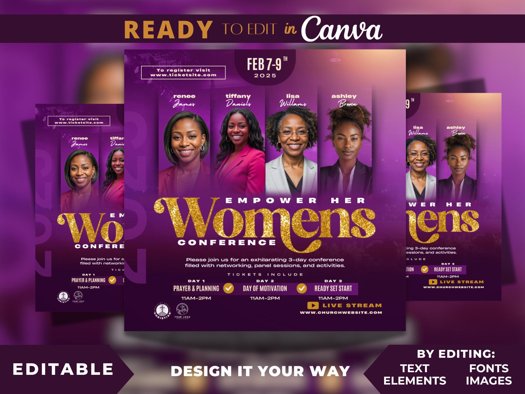 Editable Flyer Template, A New Year Womens Conference Flyer, Womens ...
