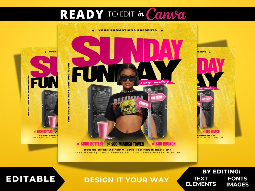 Editable Flyer Template, Sunday Funday, Hookah Flyer, Sunday Funday ...