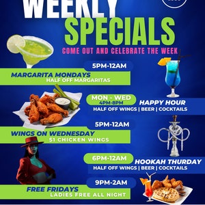 Editable Flyer Template, Weekly Specials, Restaurant Marketing, Bar and ...