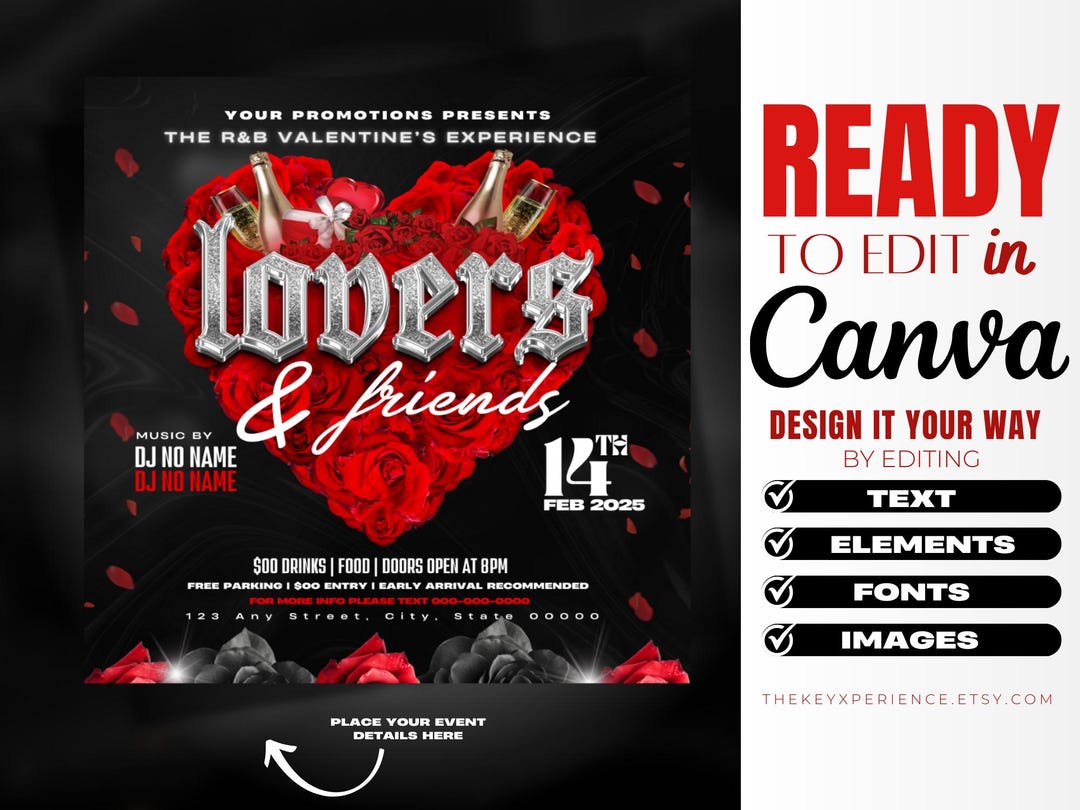 Editable Flyer Template, R & B Valentines Day Flyer, Club Flyer, DJ ...