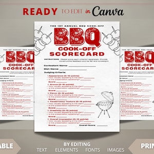 Editable BBQ Cook-off Scorecard, 8.5 X 11 Inches, Chef Flyer Template ...