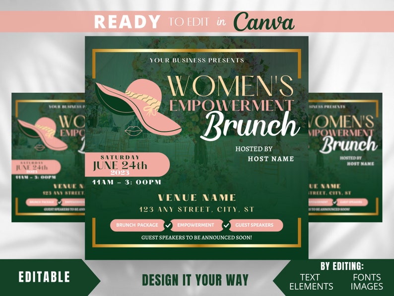 Editable Flyer Template Women's Empowerment Brunch - Etsy