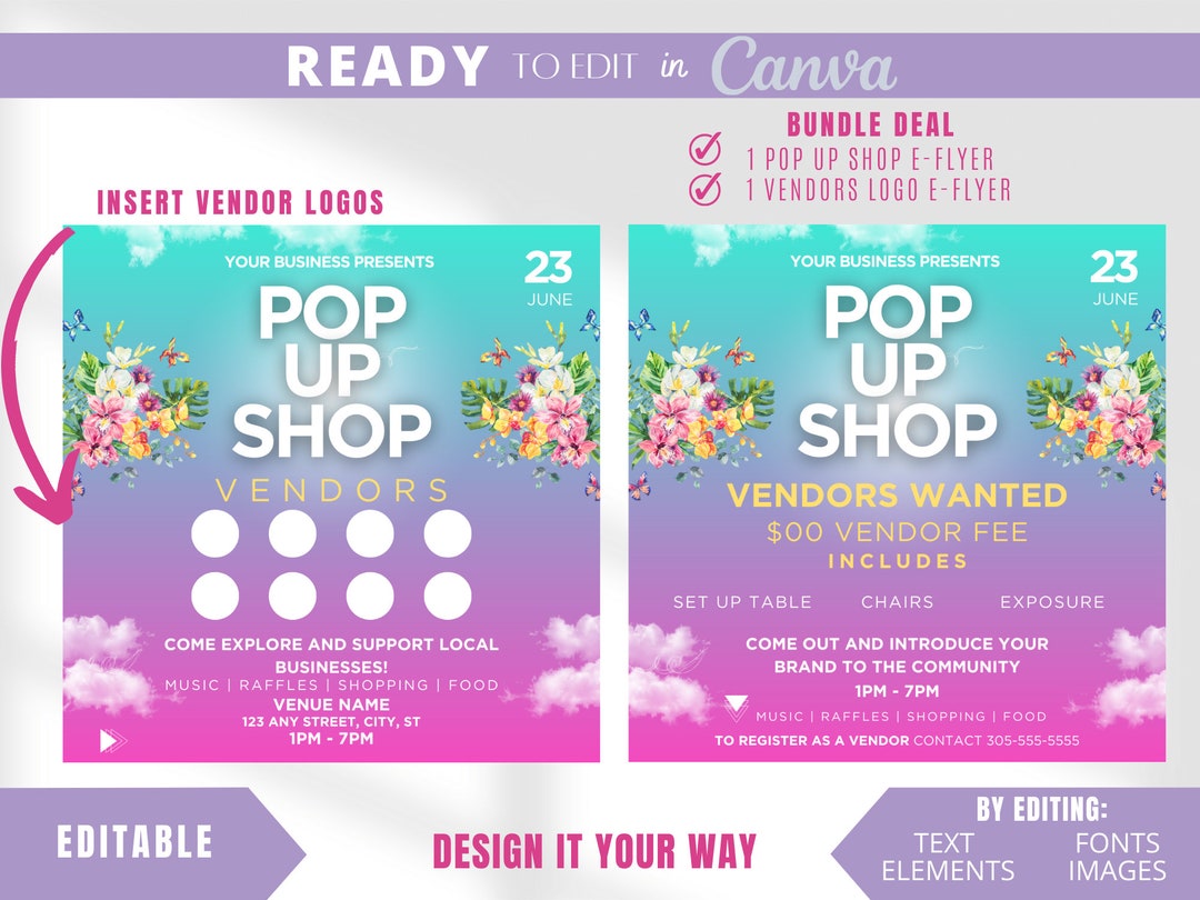 Bundle Deal Flyer Templates, Sunny Day Pop up Shop Flyer, Summer Event ...