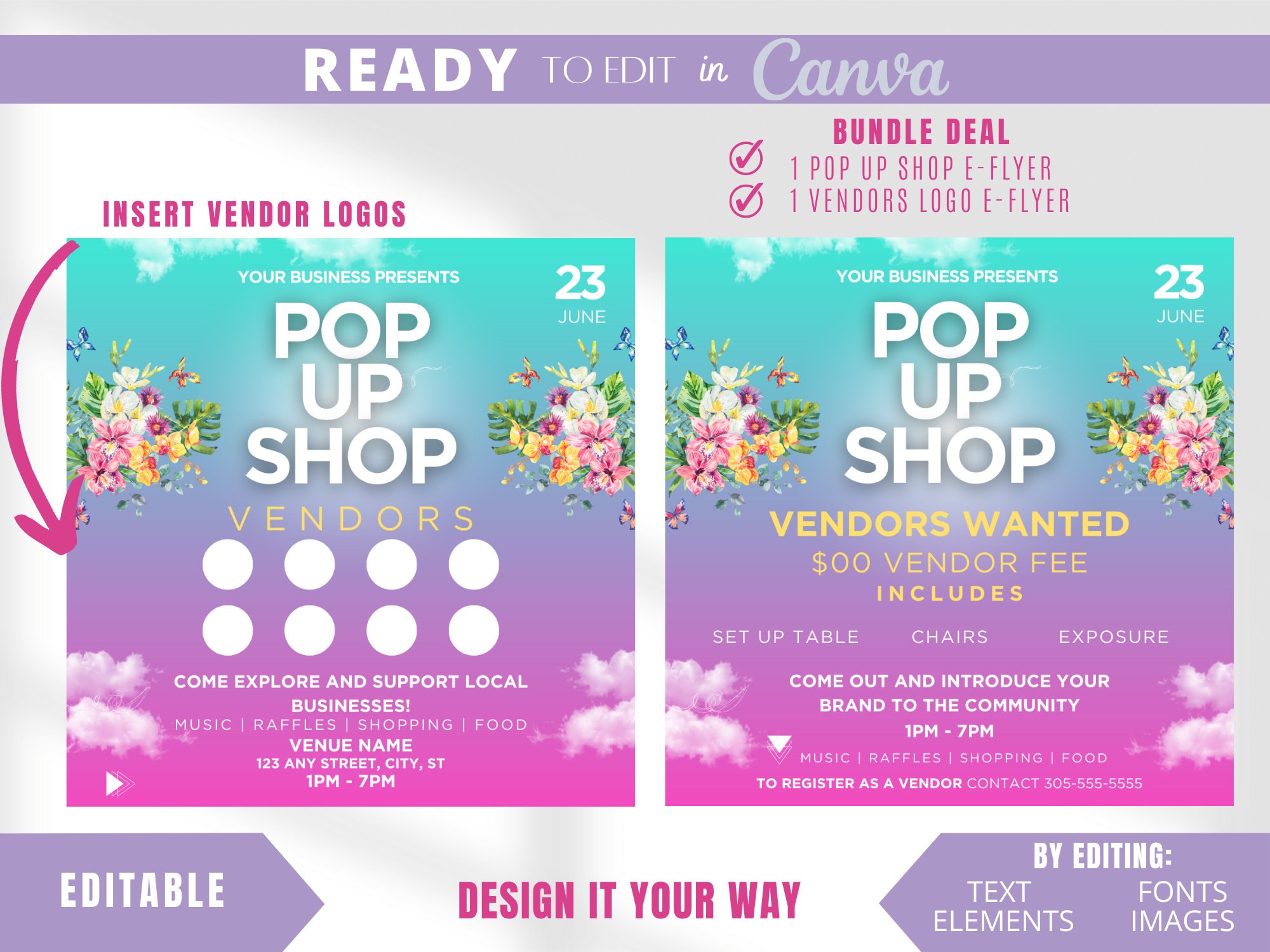 Bundle Deal Flyer Templates Sunny Day Pop up Shop Flyer - Etsy