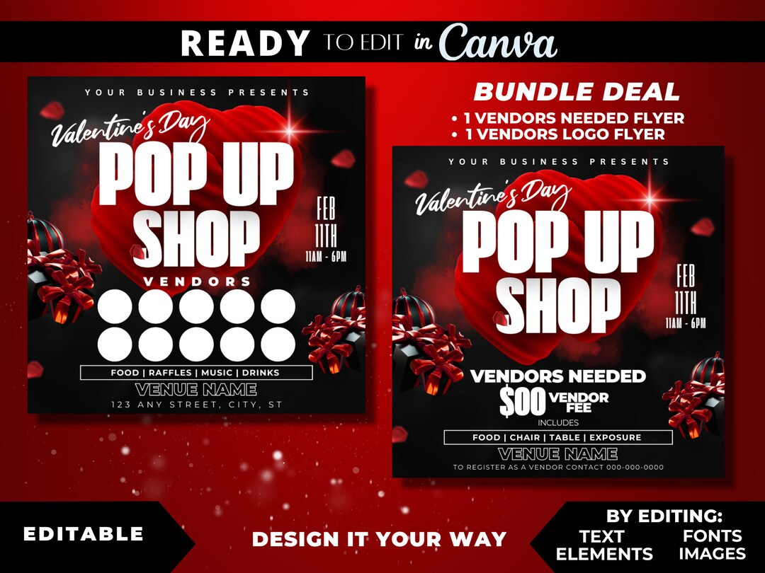 Editable Flyer Template, Valentine's Day Flyer, Valentine's Day ...