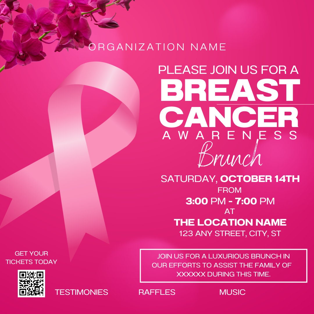 Editable Flyer Template, Breast Cancer Awareness, Breast Cancer Event ...