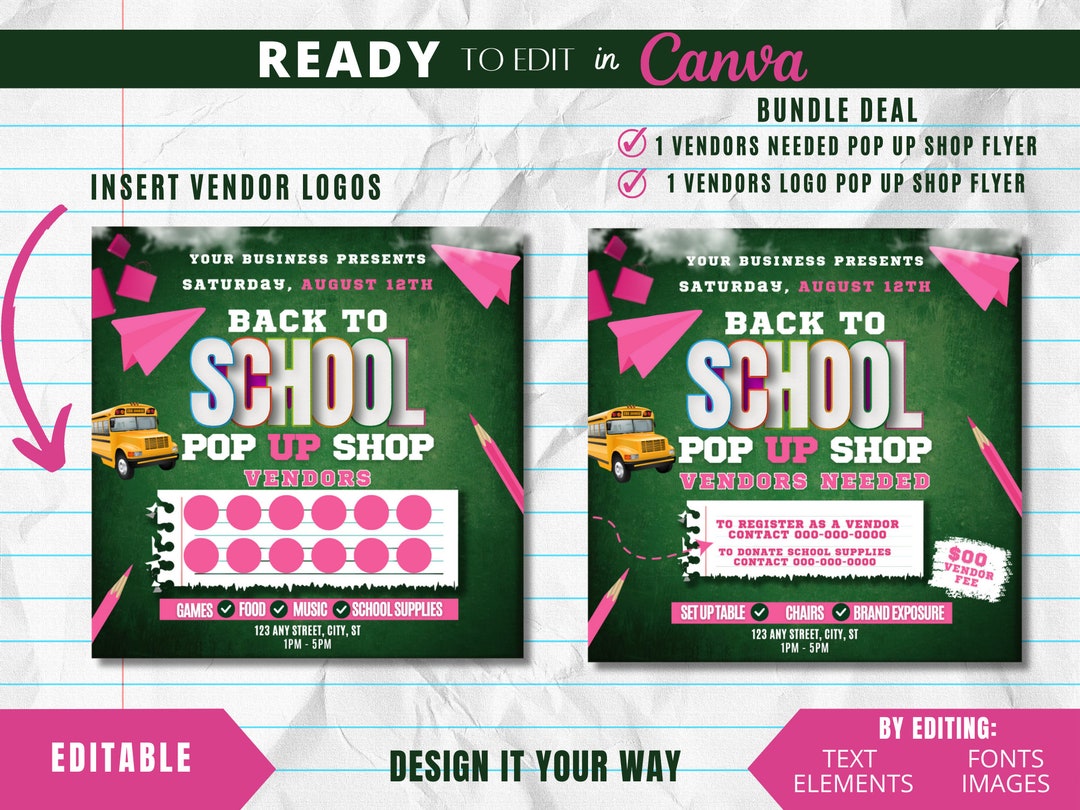 Editable Flyer Template, Back to School Flyer Template, Summer Pop up ...