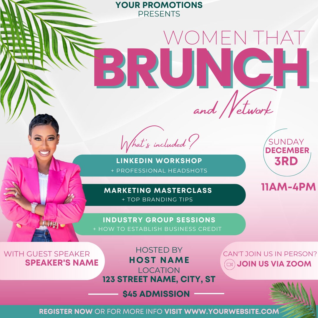 Editable Flyer Template Business Brunch Flyer Networking - Etsy