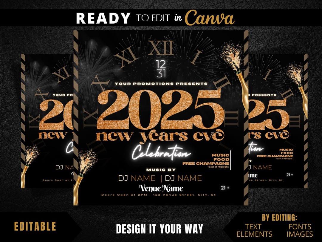 Editable Flyer Template, New Year's Eve Party, Club Flyer, NYE Event ...