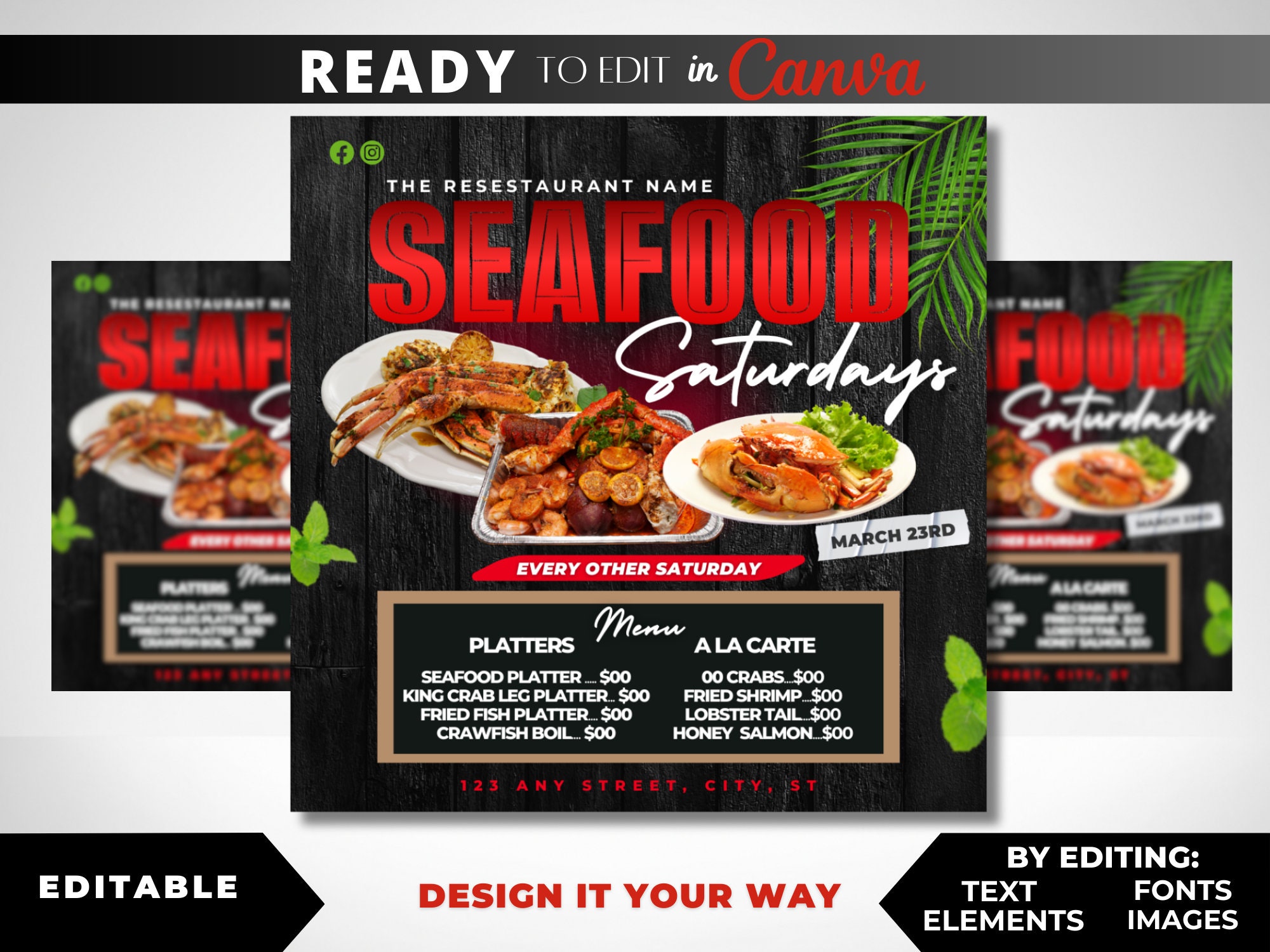 Editable Flyer Template, Seafood Saturdays, Seafood Platter Sale ...