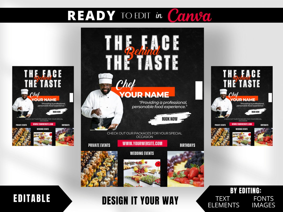 Editable Flyer Template, Printable, Private Chef Flyer, Cooking Flyer ...