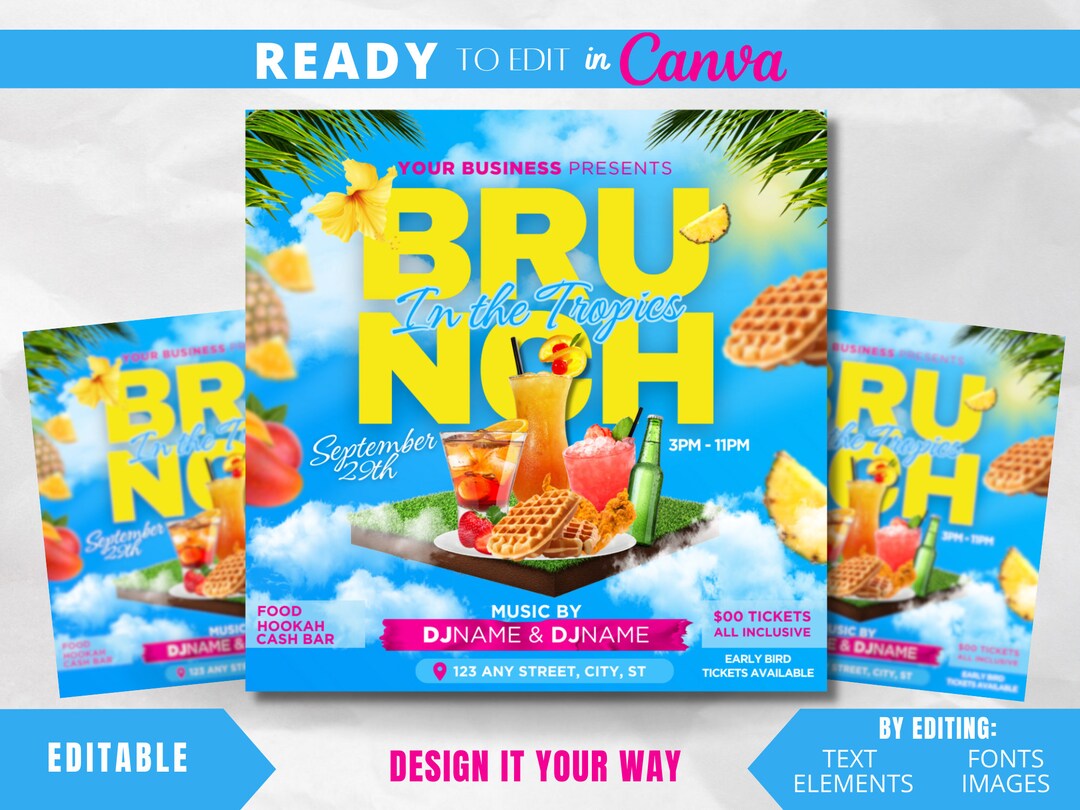 Editable Flyer Template, Classy Event, Luxury Flyer, Brunch in the ...