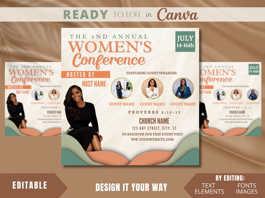 Editable Flyer Template, Church Event, Worship, Women's Conference ...