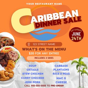 Editable Flyer Template, Caribbean Food Flyer, Jamaican Inspired Flyer ...