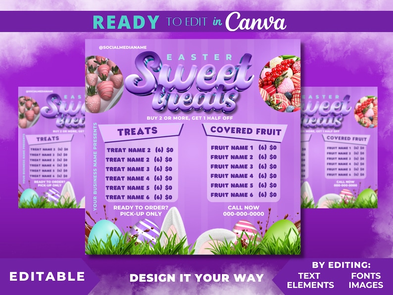 Editable Flyer Template, Easter Sweet Treats Menu, Dessert Menu, Sweet ...