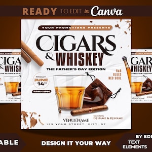 Editable Flyer Template, Father's Day Event, Cigar Lounge, Bar and ...