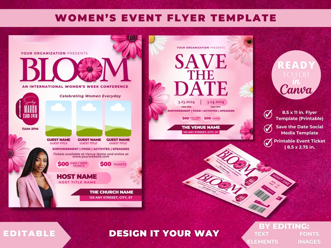 Women's Conference Flyer Template: Empowerment Event (editable Canva ...